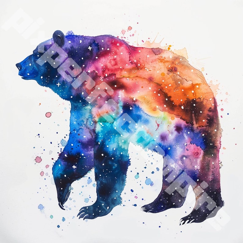 Watercolor Rainbow Bear Clipart, Colorful Bear Illustrations, Rainbow ...