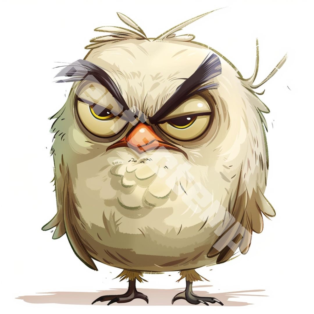 Grumpy Bird Clipart Bundle, Funny Cute Cartoon Bird Png Bundle ...