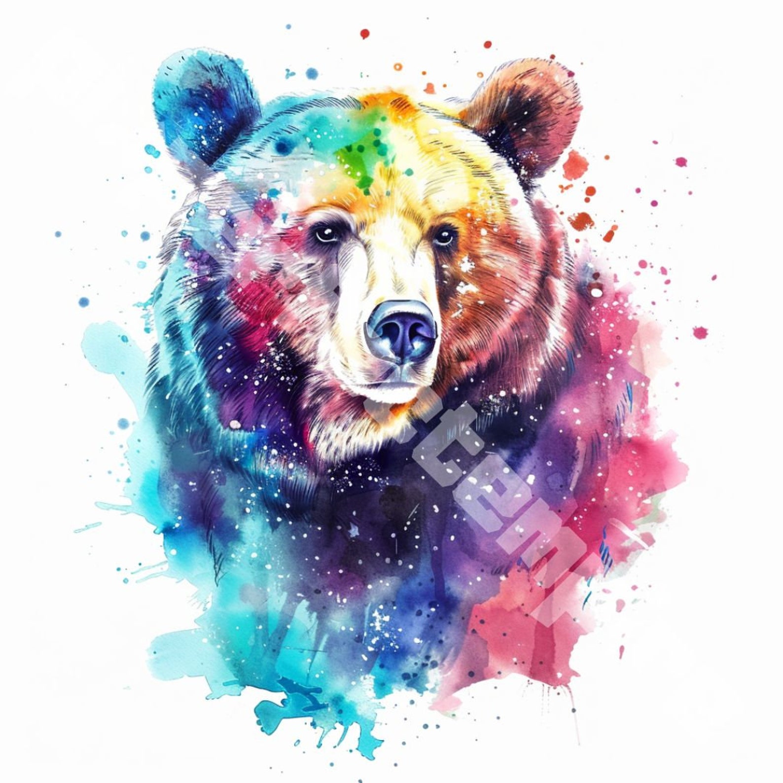 Watercolor Rainbow Bear Clipart, Colorful Bear Illustrations, Rainbow ...