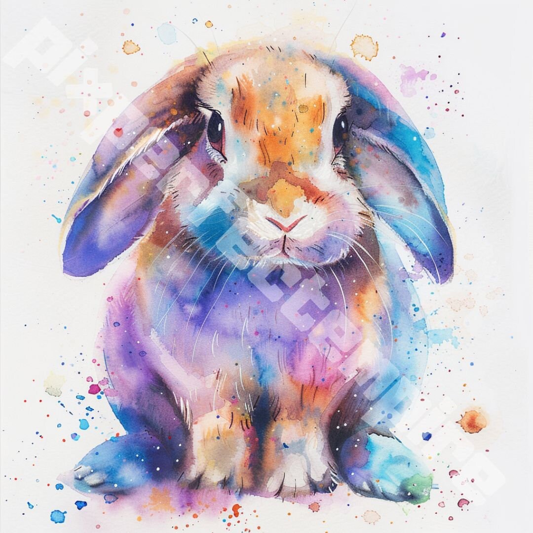 Watercolor Rainbow Bunny Clipart, Colorful Bunny Illustrations, Rainbow ...