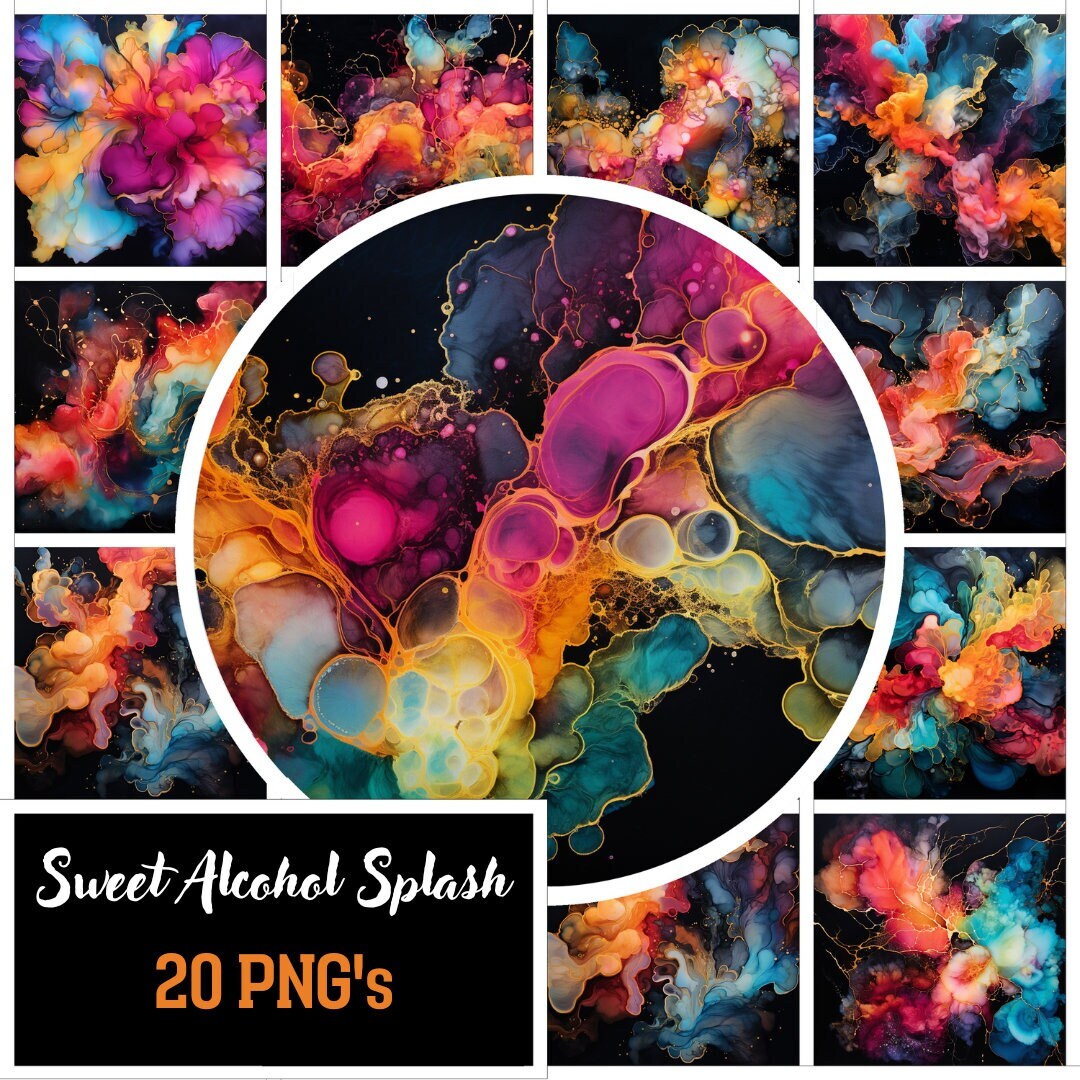 Sweet Alcohol Ink Color Splash Clipart, Alcohol Ink Clipart, Watercolor ...