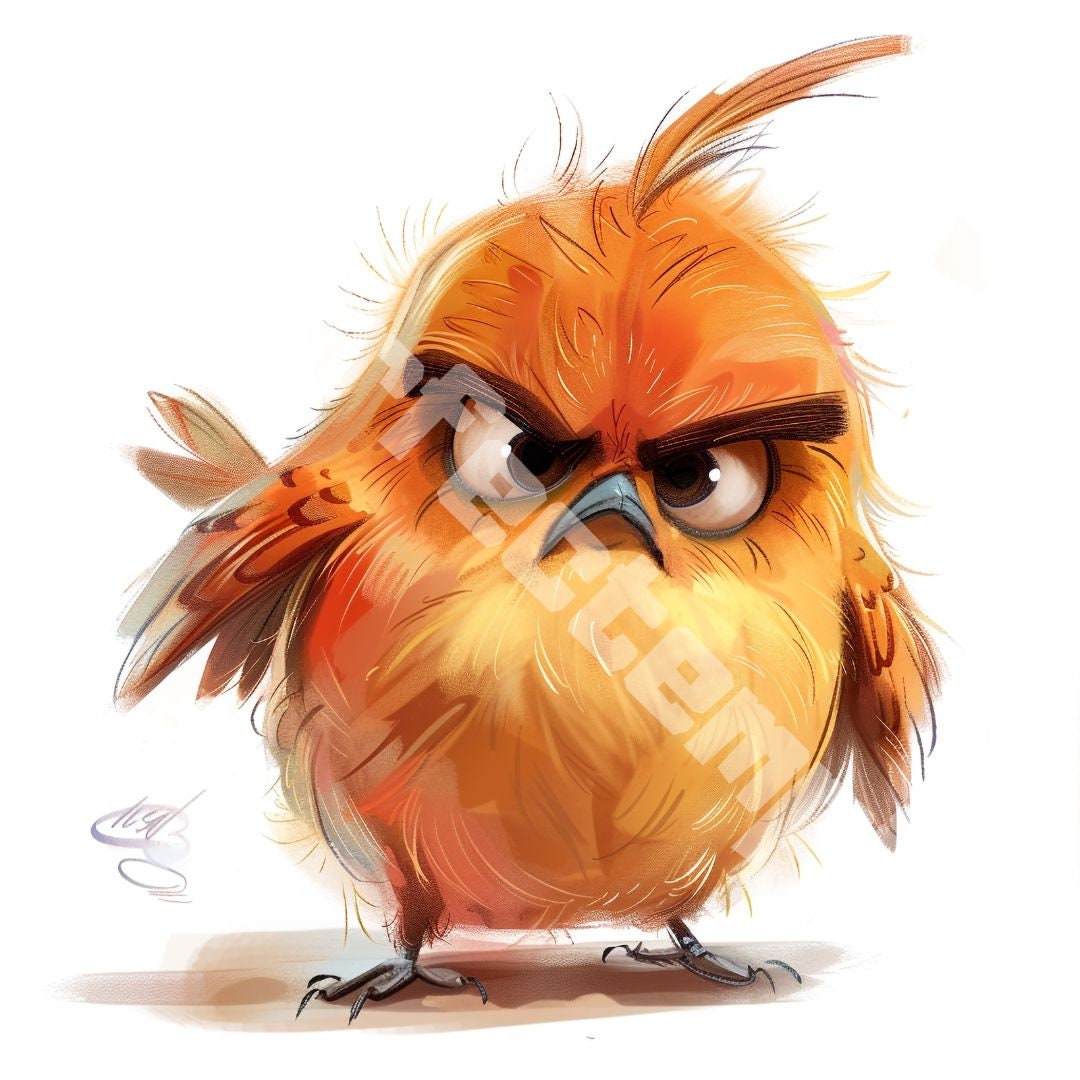 Grumpy Bird Clipart Bundle, Funny Cute Cartoon Bird Png Bundle ...