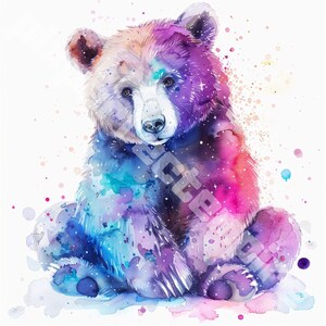 Watercolor Rainbow Bear Clipart, Colorful Bear Illustrations, Rainbow ...