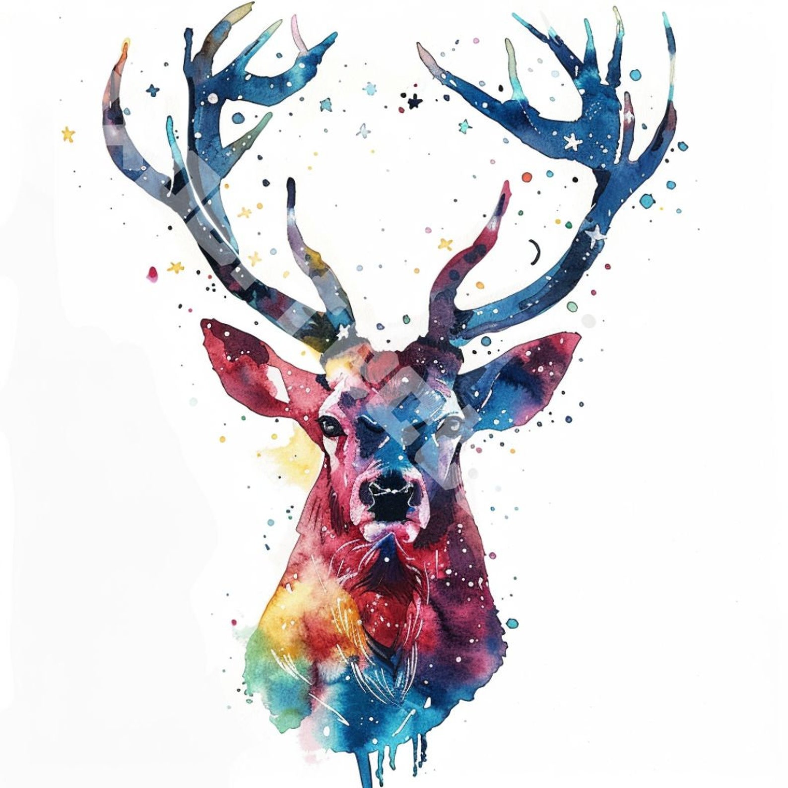 Watercolor Rainbow Deer Clipart, Colorful Deer Illustrations, Rainbow ...