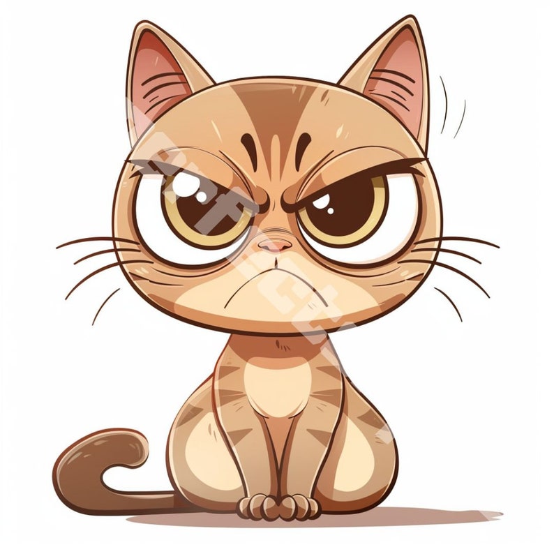 Grumpy Cat Clipart, Cute Funny Cat Clipart Bundle, Cartoon Cat PNG ...