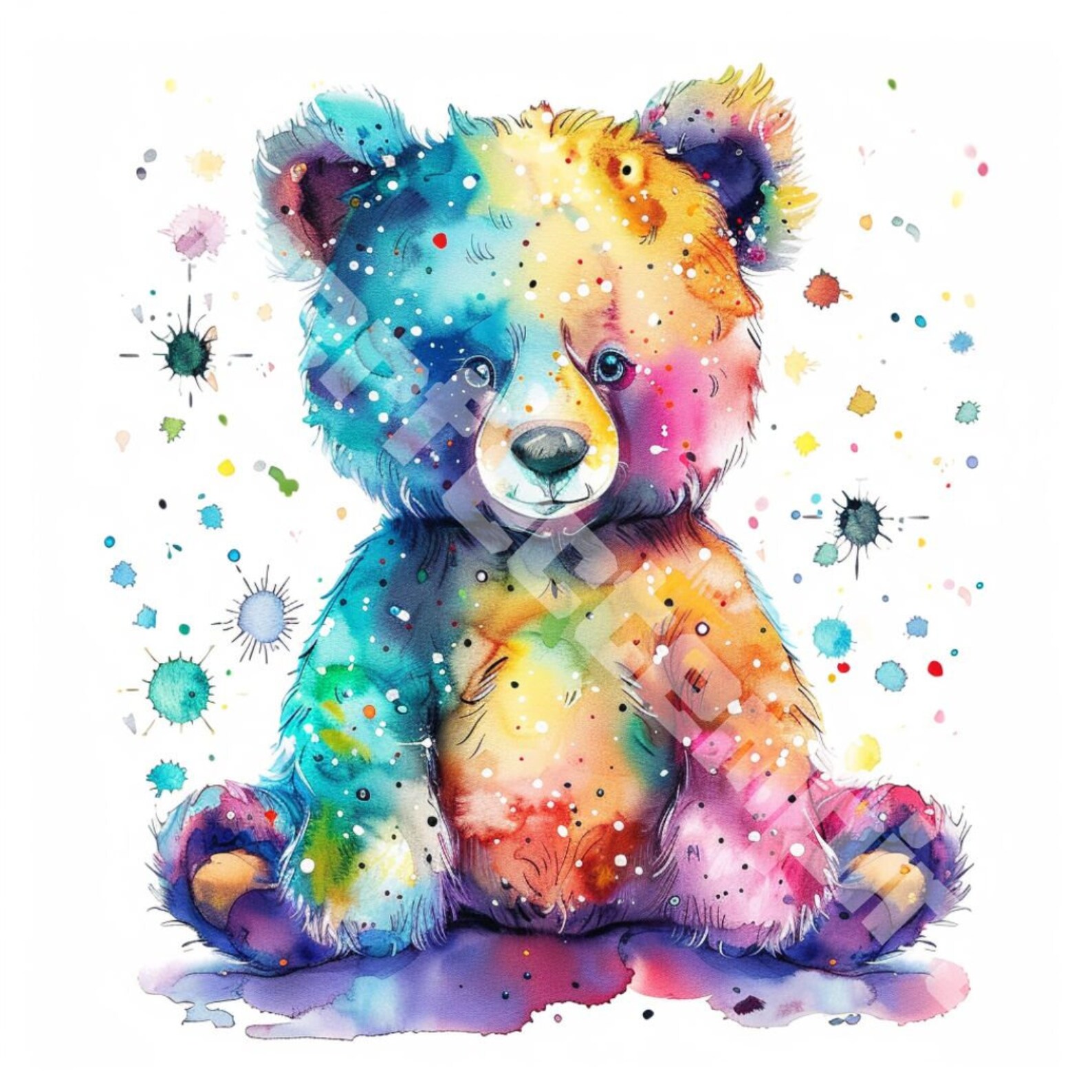 Watercolor Rainbow Bear Clipart, Colorful Bear Illustrations, Rainbow ...