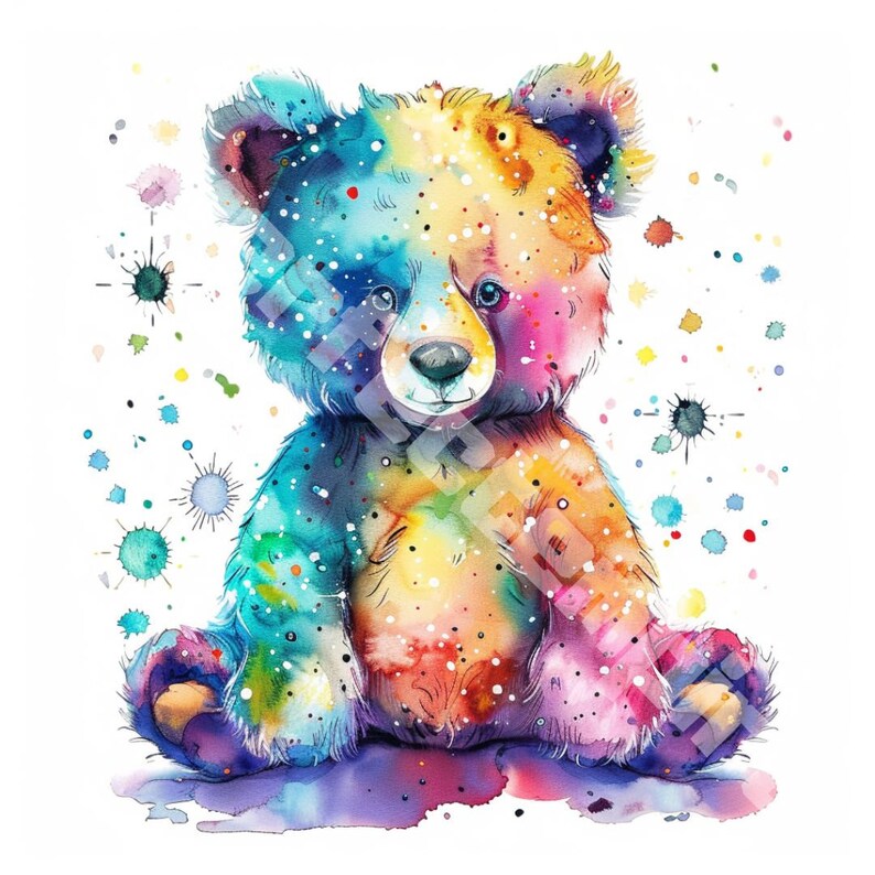 Watercolor Rainbow Bear Clipart, Colorful Bear Illustrations, Rainbow ...