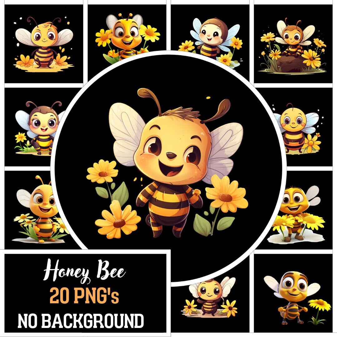 Cute Honey Bee Clip Art Watercolor, Bee Clipart Queen, Bee Honey, Bee ...