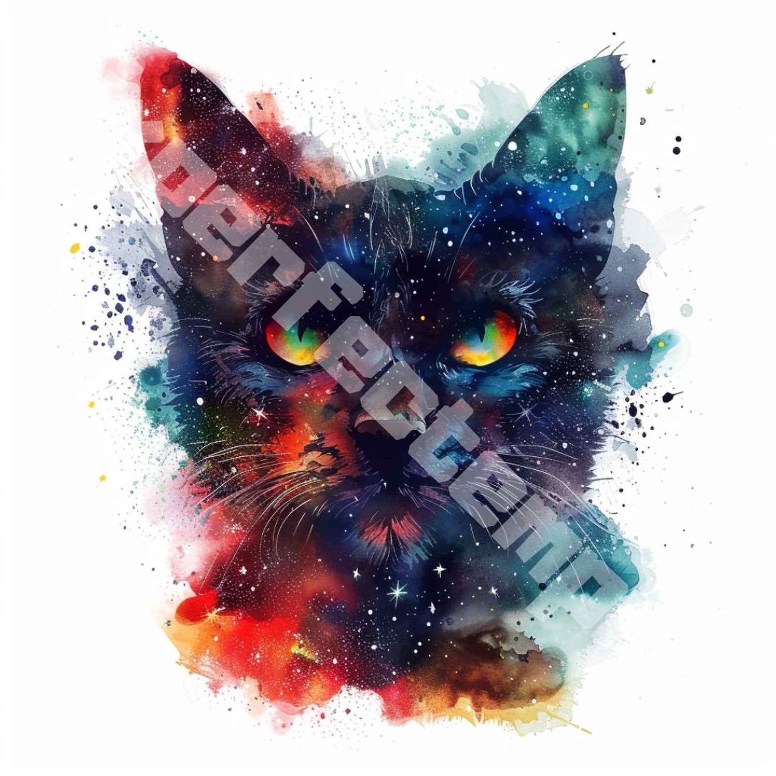 Watercolor Rainbow Cat Clipart: Colorful PNG Graphics (21 Files) - Etsy