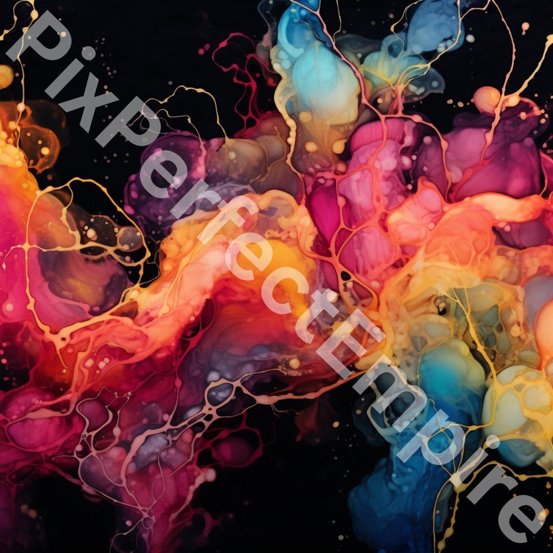 Alcohol Ink Color Splash Clipart: Rainbow Watercolor Backgrounds (PNG ...