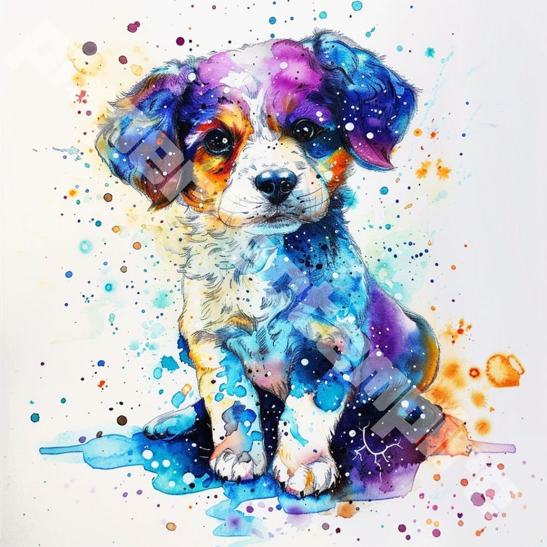 Watercolor Rainbow Dog Clipart, Colorful Dog Illustrations, Rainbow ...