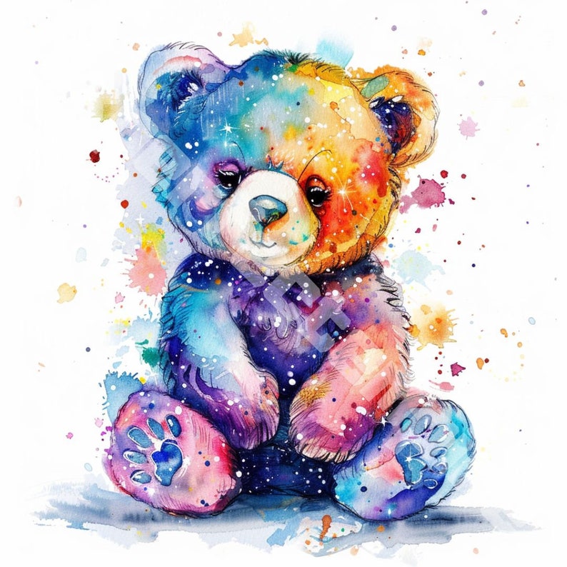 Watercolor Rainbow Bear Clipart, Colorful Bear Illustrations, Rainbow ...