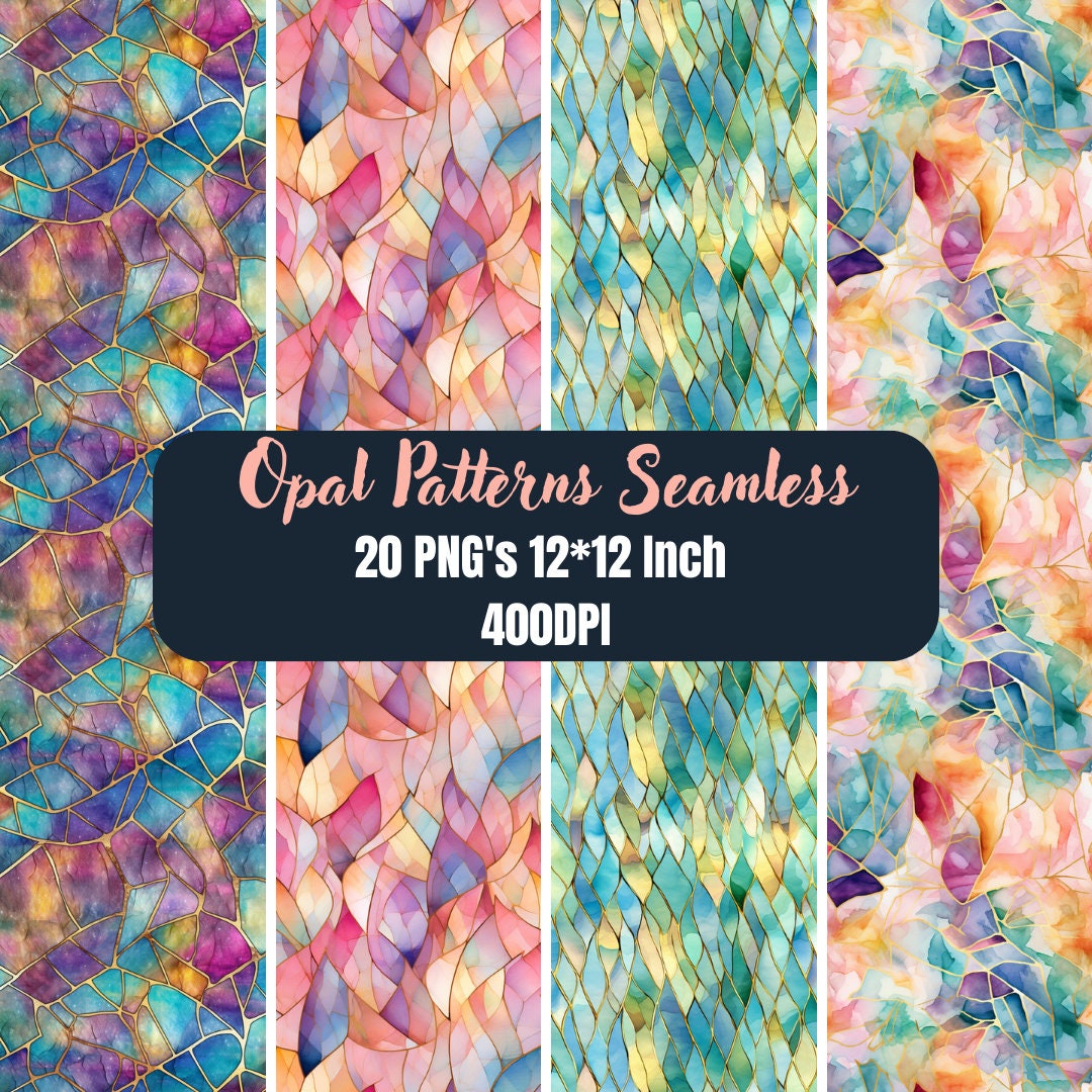 Opal Digital Paper, Jewel Rainbow Texture Backgrounds Printable ...