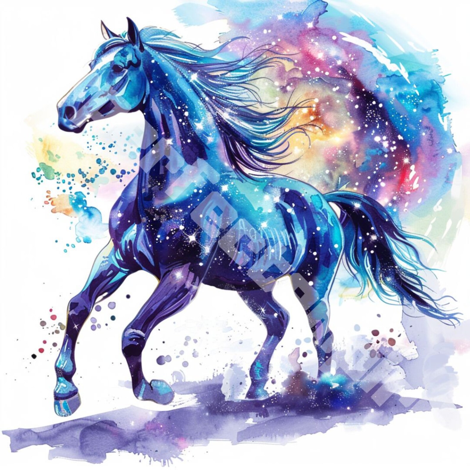 Watercolor Rainbow Horse Clipart, Colorful Horse Illustrations, Rainbow ...