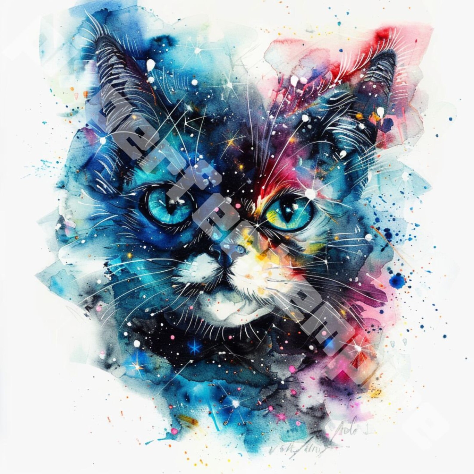 Watercolor Rainbow Cat Clipart, Colorful Cat Illustrations, Rainbow ...