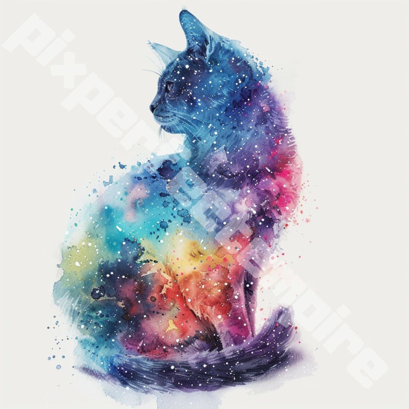 Watercolor Rainbow Cat Clipart: Colorful PNG Graphics (21 Files) - Etsy