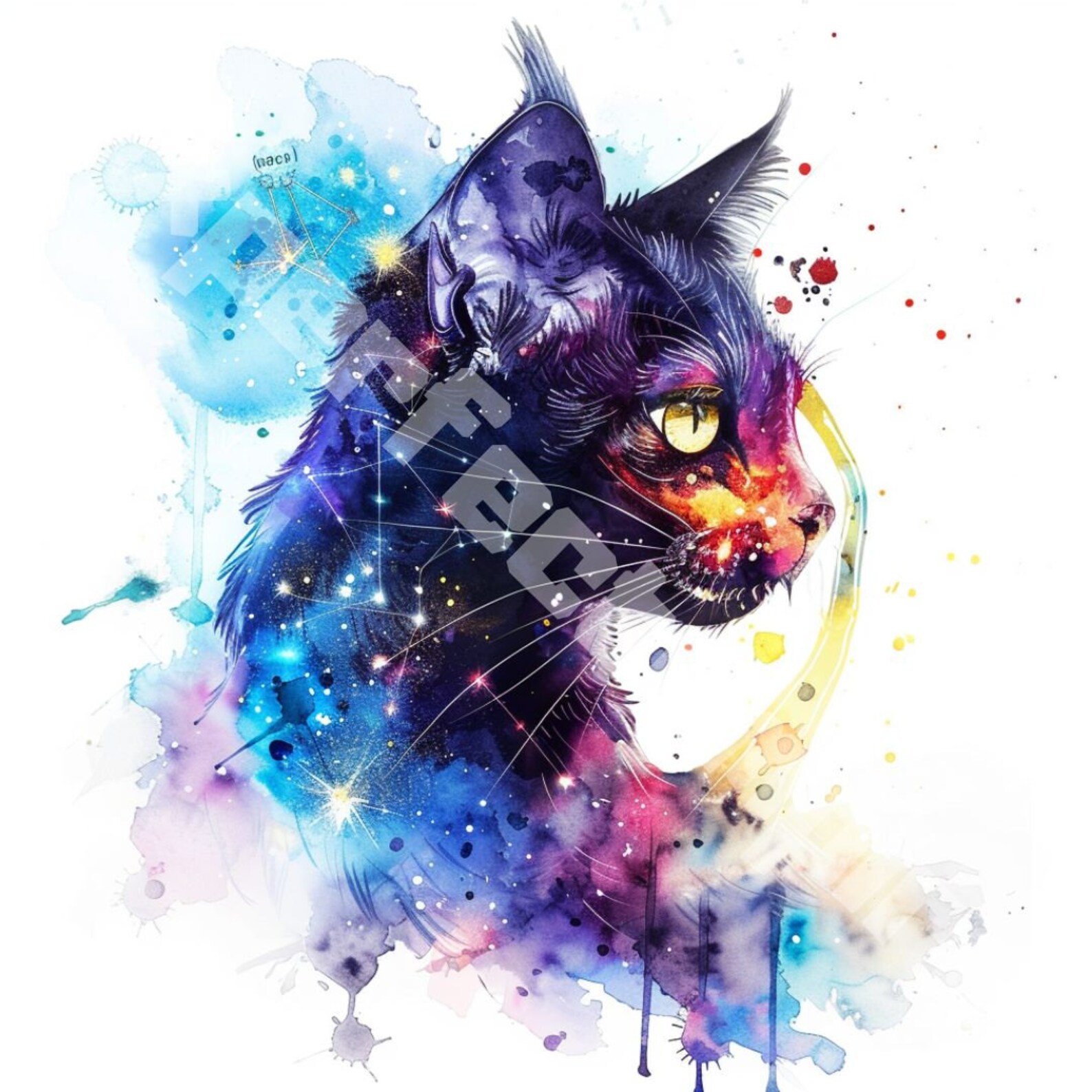 Watercolor Rainbow Cat Clipart: Colorful PNG Graphics (21 Files) - Etsy