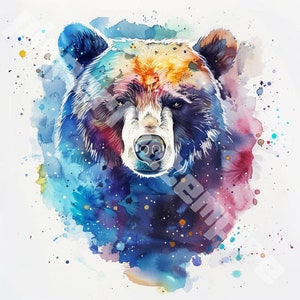 Watercolor Rainbow Bear Clipart, Colorful Bear Illustrations, Rainbow ...