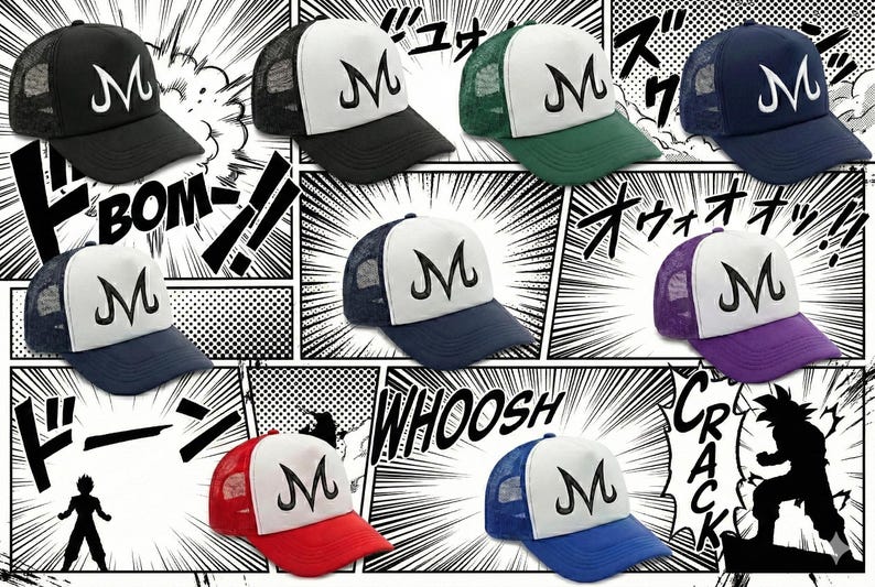 Retro Anime 'M' Symbol Trucker Cap | Japanese Manga Style Mesh Hat ...