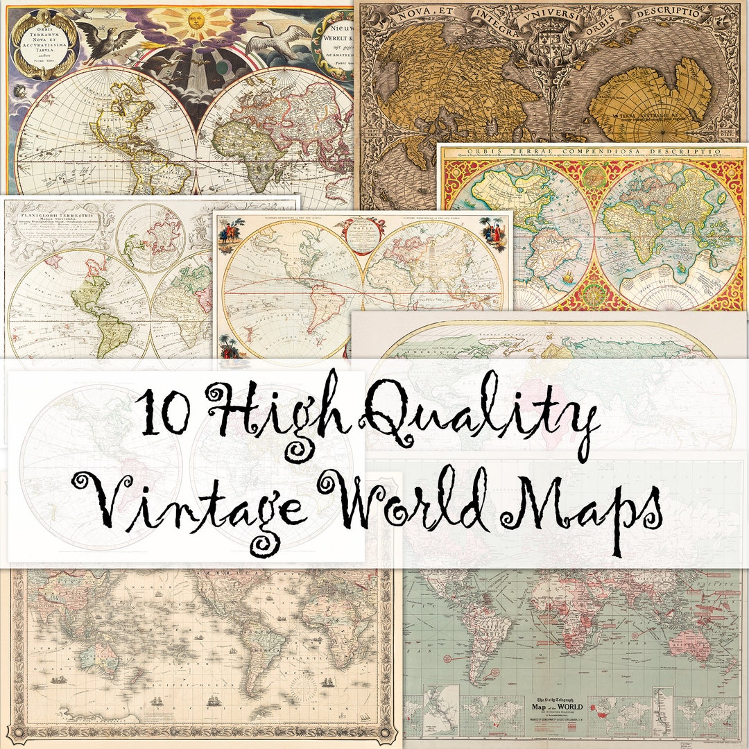 10 Vintage World Maps - Etsy