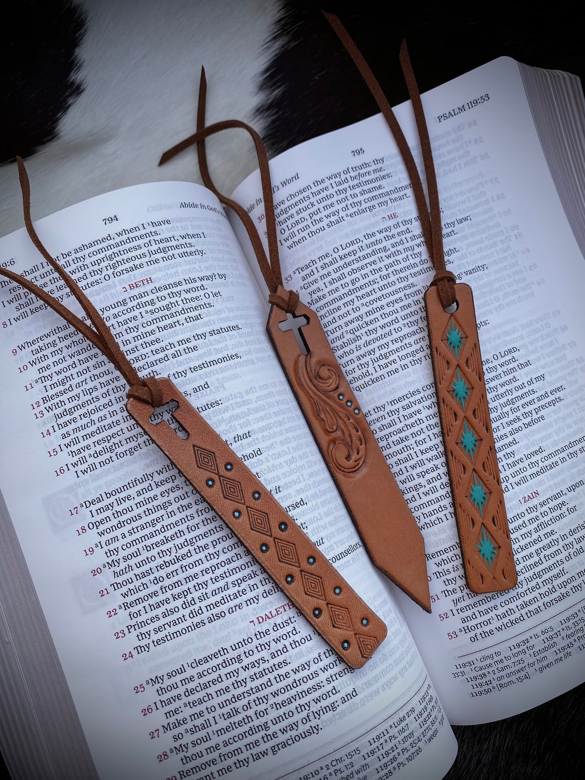 Tooled Leather Bookmarks Hand Tooled Hand Painted Leather Accessories ...
