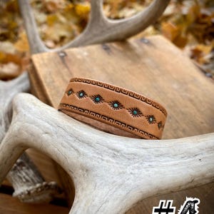 Western Tooled Leather Bracelet - Hand Tooled, Hand Painted, Western ...