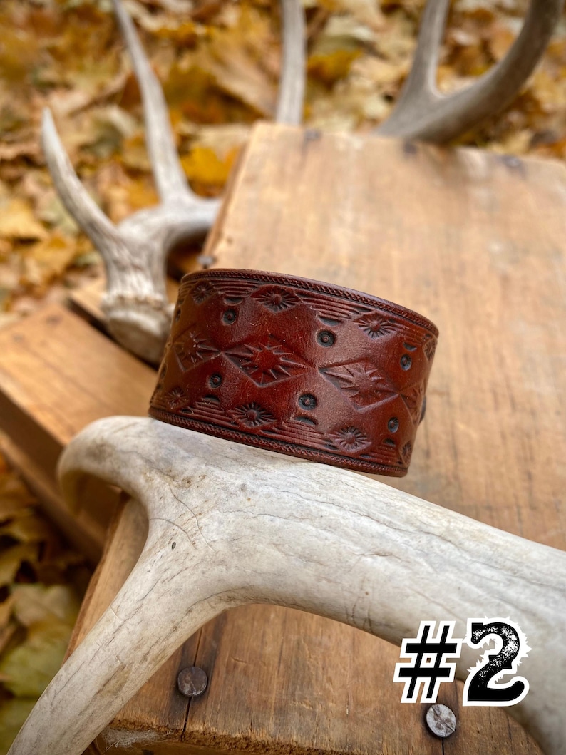 Western Tooled Leather Bracelet - Hand Tooled, Hand Painted, Western ...
