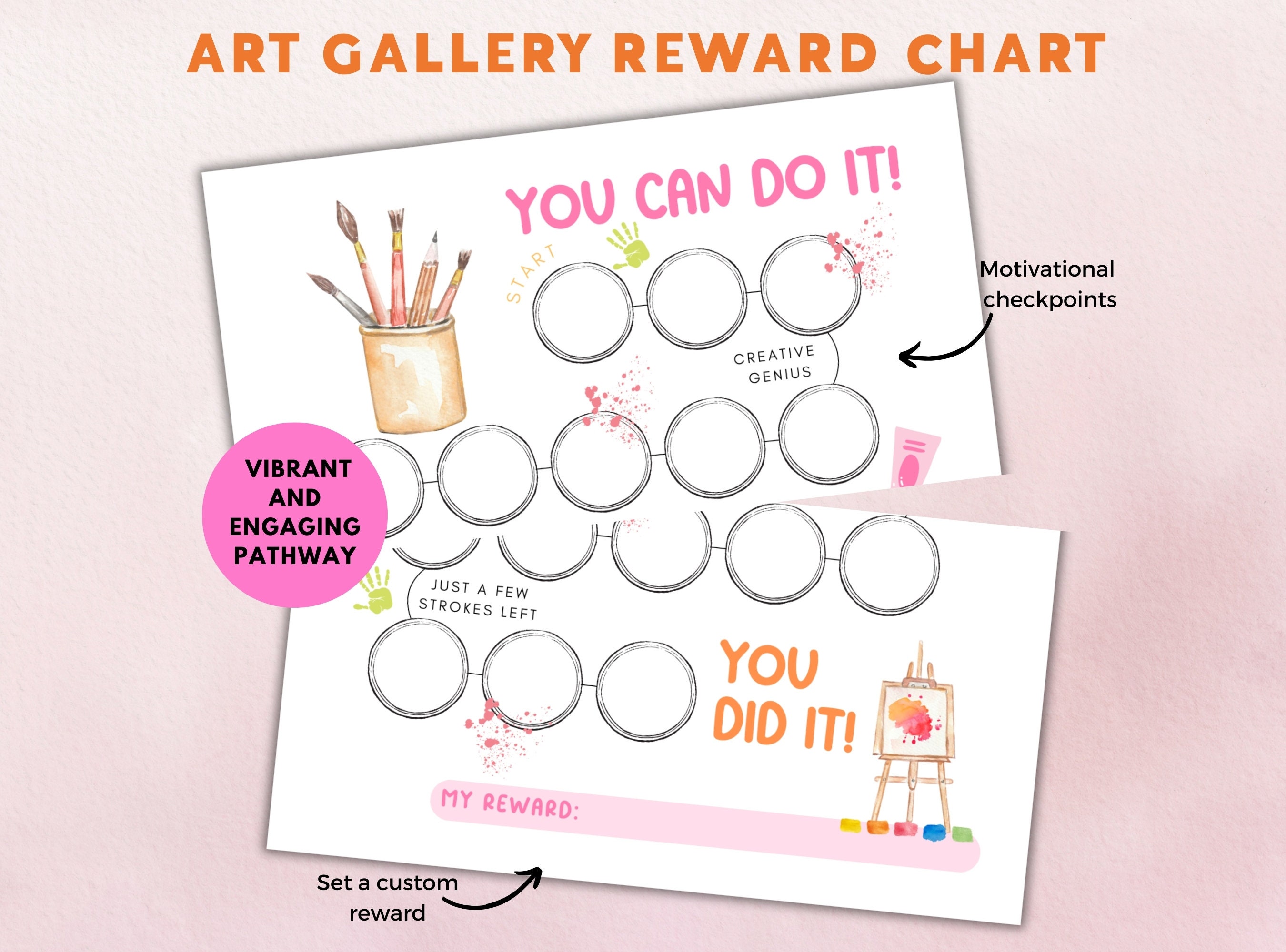 Kids Reward Chart Printable, Reward System, Art Gallery Behavior Reward ...