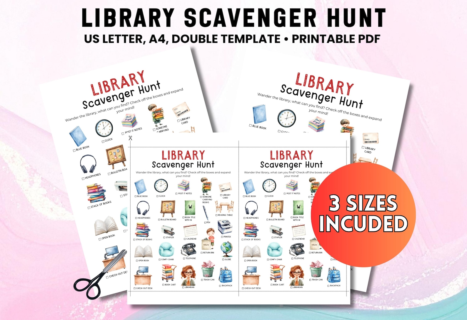 Library Scavenger Hunt, Children’s Library Treasure Hunt, Printable ...
