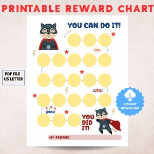 Kids Reward Chart, Star Chart, Superhero Printable, Behavior Chart for ...