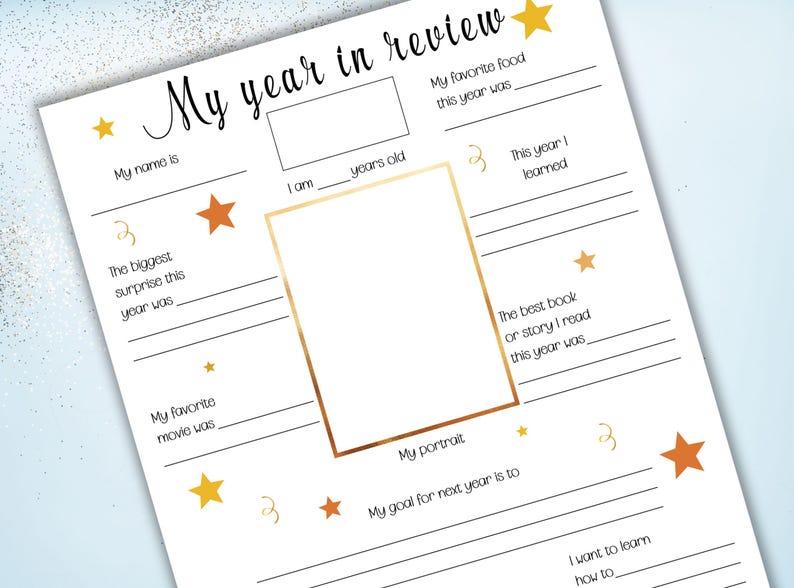 2024 Year in Review Printable, Kids Questionnaire, New Years Worksheet ...