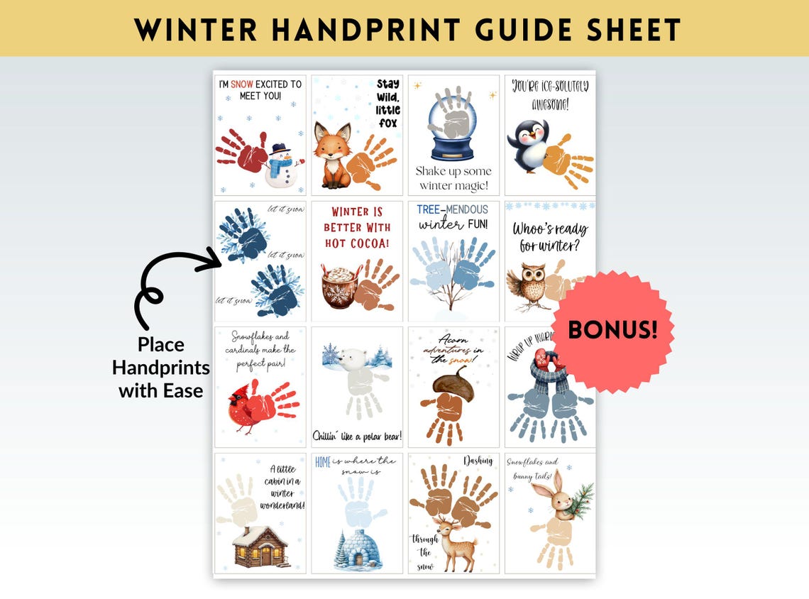 Winter Handprint Craft, Winter Handprint Bundle, Printable Daycare ...