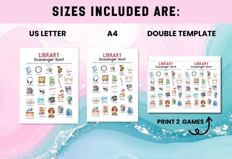 Library Scavenger Hunt, Children’s Library Treasure Hunt, Printable ...