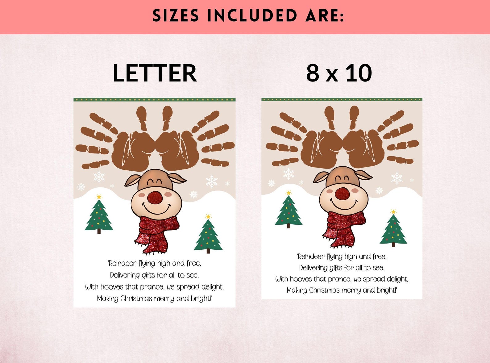 Reindeer Handprint Art, Christmas Handprint Craft Printable, Reindeer ...