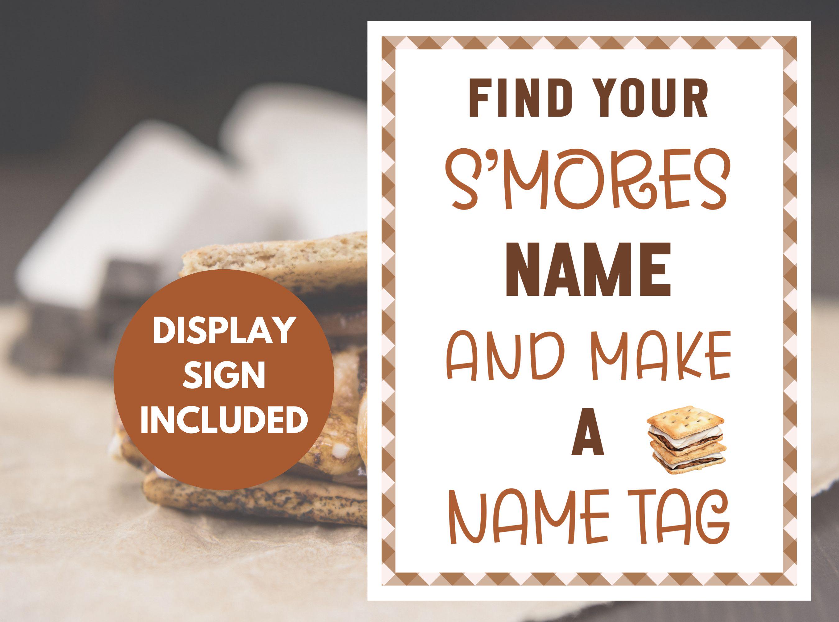 What’s Your S’mores Name, Printable Name Game, S’mores Name Game, Name ...