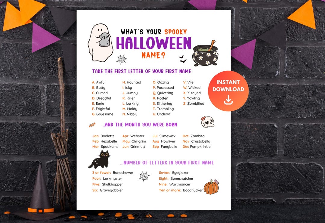 What’s Your Spooky Halloween Name, Printable Halloween Name Game ...