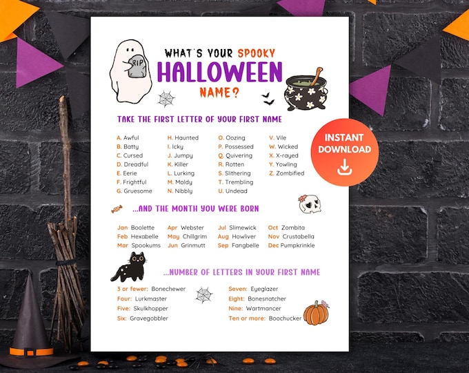 Halloween Name Game Printable, What's Your Halloween Name Game, Name ...