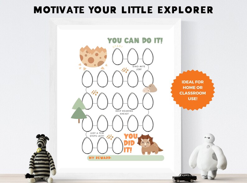 Printable Dinosaur Reward Chart, Potty Training Chart, Responsibility ...