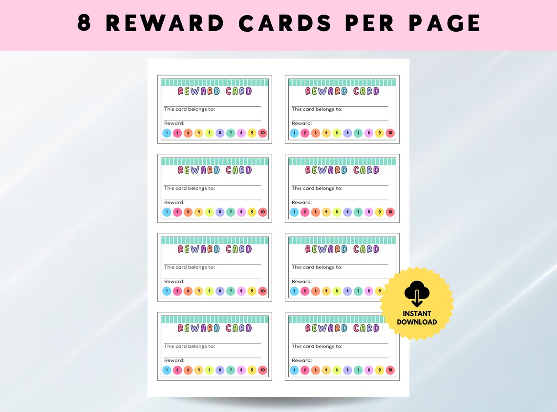 Printable Kid Reward Punch Cards, Reward System, Classroom Rewards ...