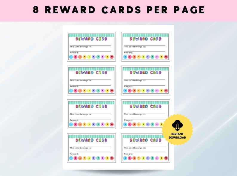 Printable Kid Reward Punch Cards, Reward System, Classroom Rewards ...