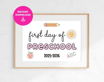 Back to School Sign, First Day of School Sign, Kindergarten, Preschool ...