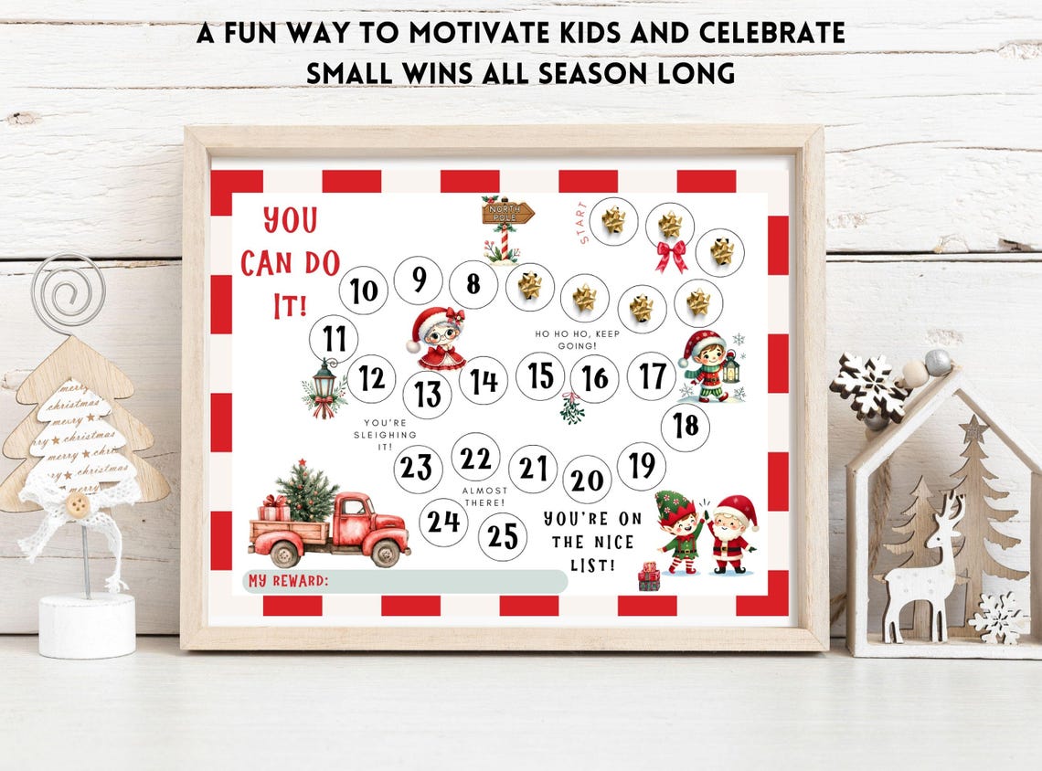 Printable Christmas Reward Chart, Toddler Reward Chart, Christmas ...