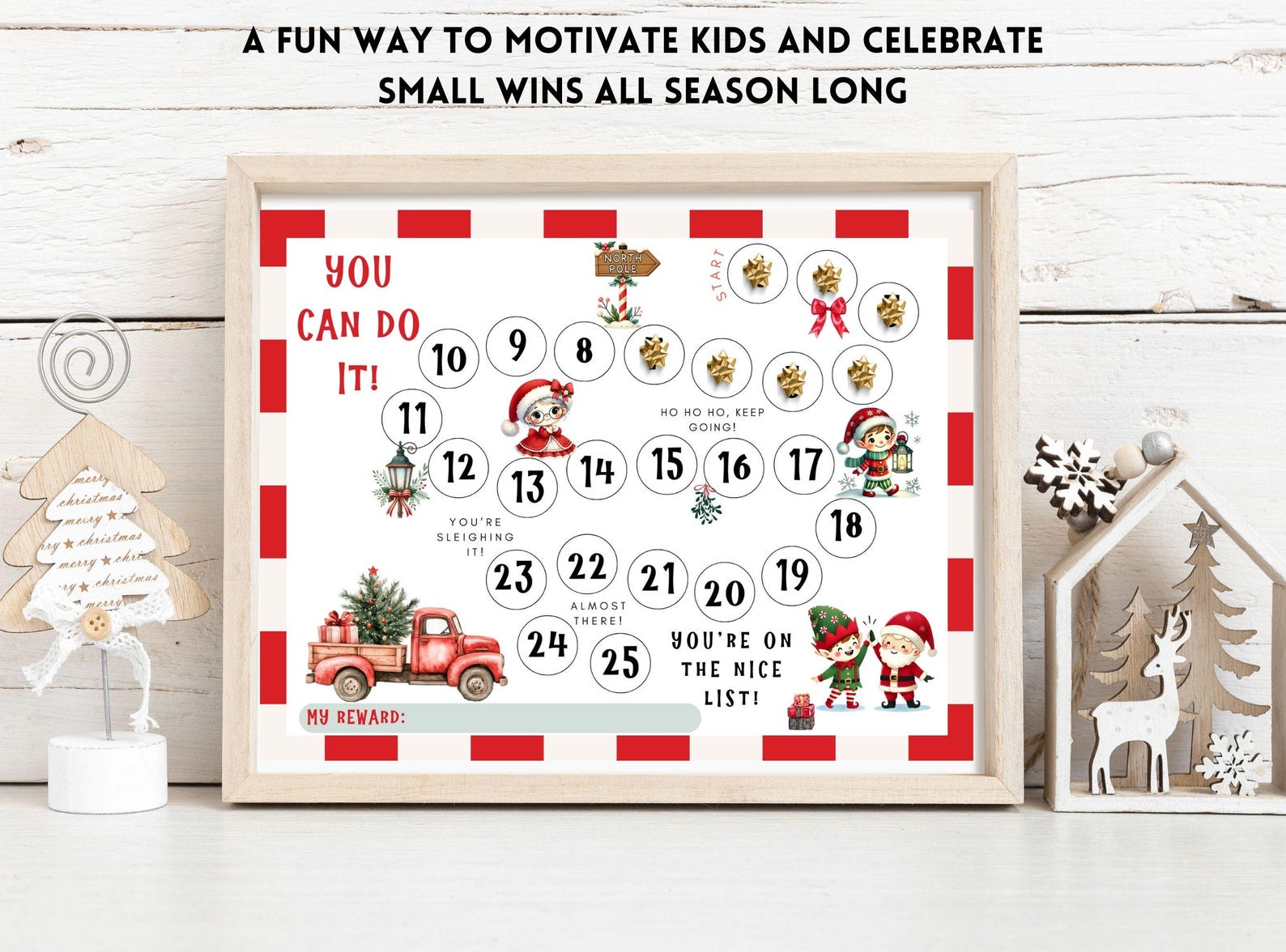 Printable Christmas Reward Chart, Toddler Reward Chart, Christmas ...