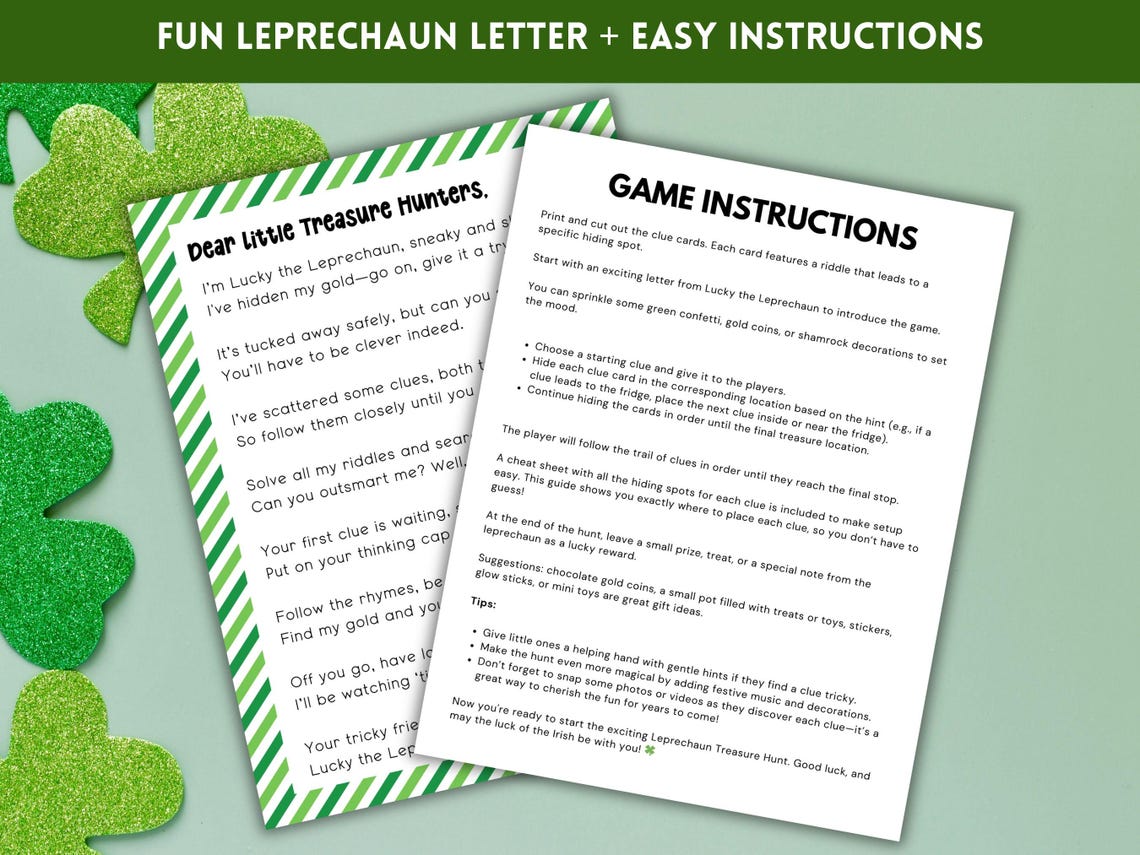 Leprechaun Treasure Hunt, St. Patrick’s Day Scavenger Hunt, Leprechaun ...