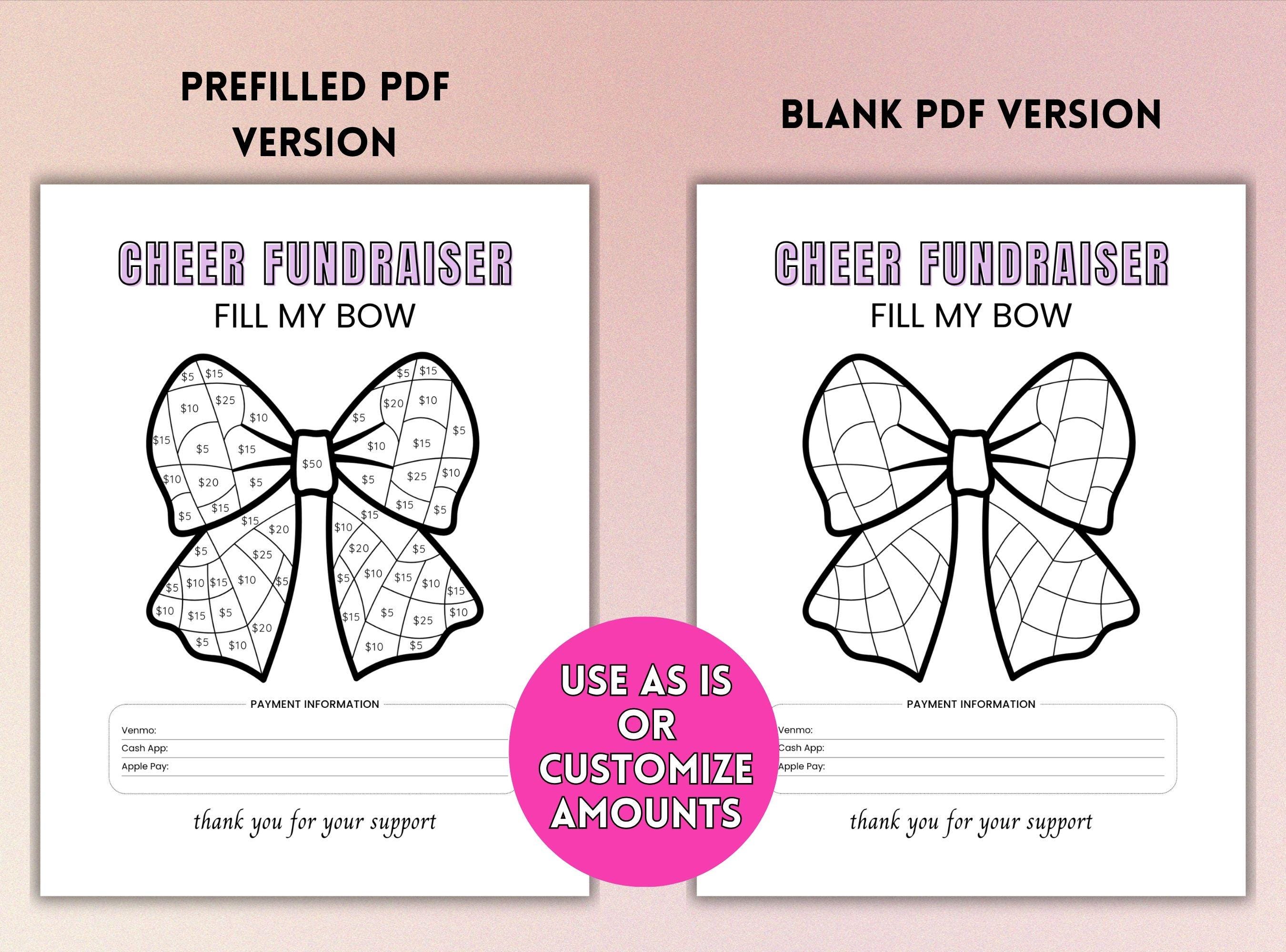 Fill My Bow Cheer Fundraiser Printable, Cheer Fundraiser Template ...