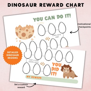 Printable Dinosaur Reward Chart, Potty Training Chart, Responsibility ...