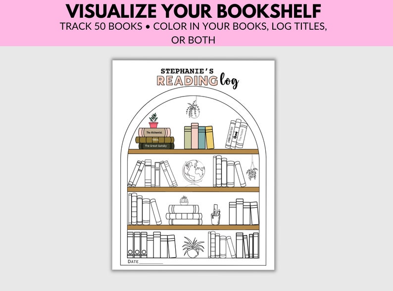 Reading Log Printable | Fillable Tracker | Book Log | Bookshelf Tracker ...