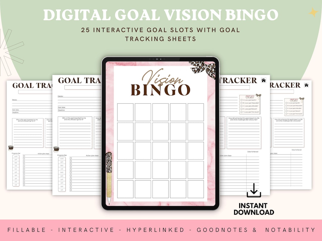 2025 Bingo Card, Vision Board Bingo, Digital Goal Bingo Card, Fillable ...