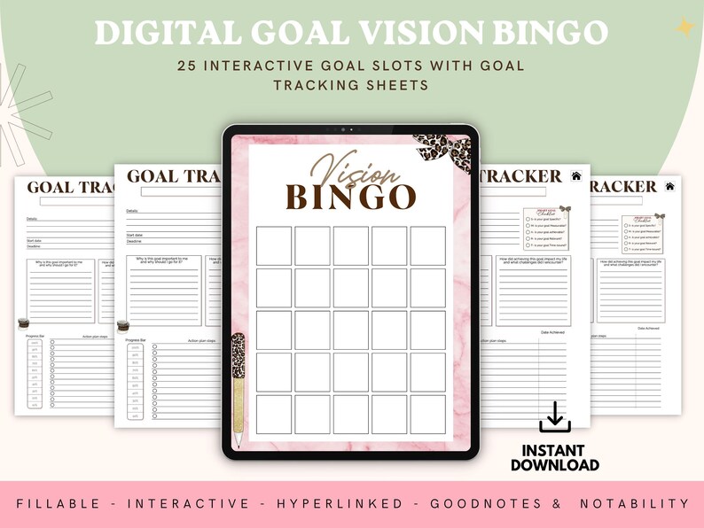 2025 Bingo Card, Vision Board Bingo, Digital Goal Bingo Card, Fillable ...