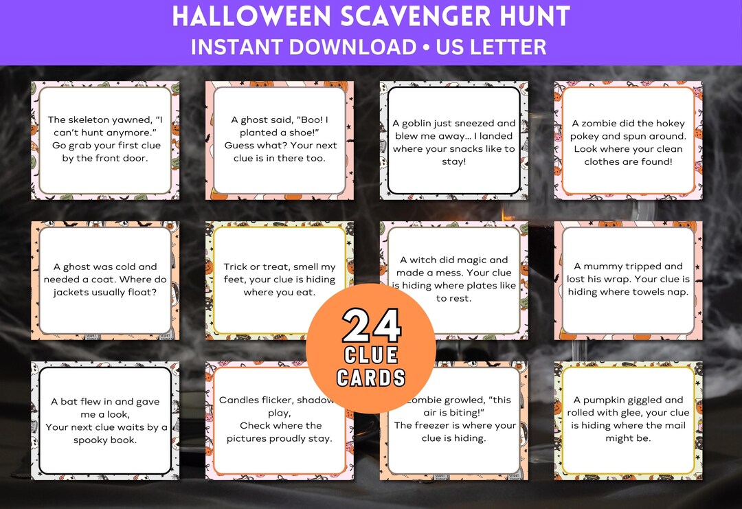 Printable Halloween Scavenger Hunt, Halloween Scavenger Hunt for Kids ...